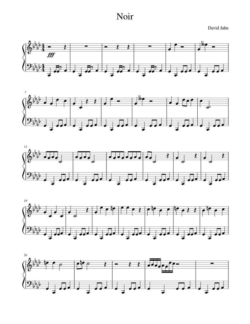 Noir Sheet music for Piano (Solo) | Musescore.com