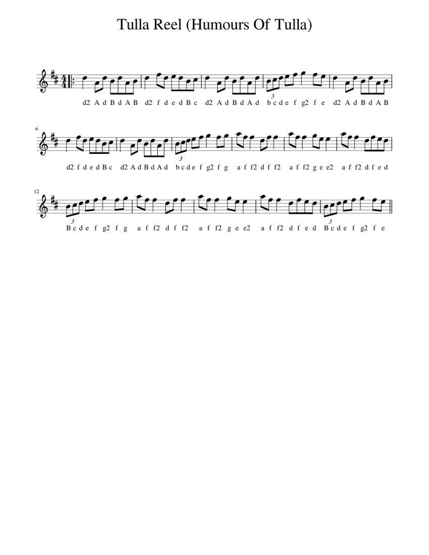 Tulla Reel (Humours Of Tulla) Sheet music for Piano (Solo) | Musescore.com