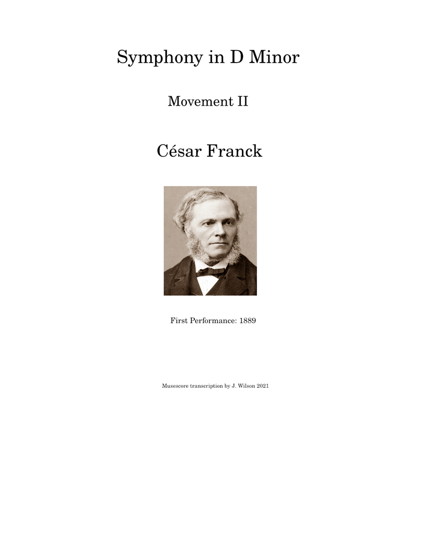 Franck Symphony in D Minor Movement II Sheet Music for Flute, Oboe, Clarinet in b-flat, Clarinet ...