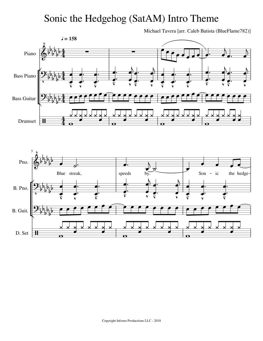 Sonic the Hedgehog SatAM (Intro) - Michael Tavera Sheet music for Piano ...