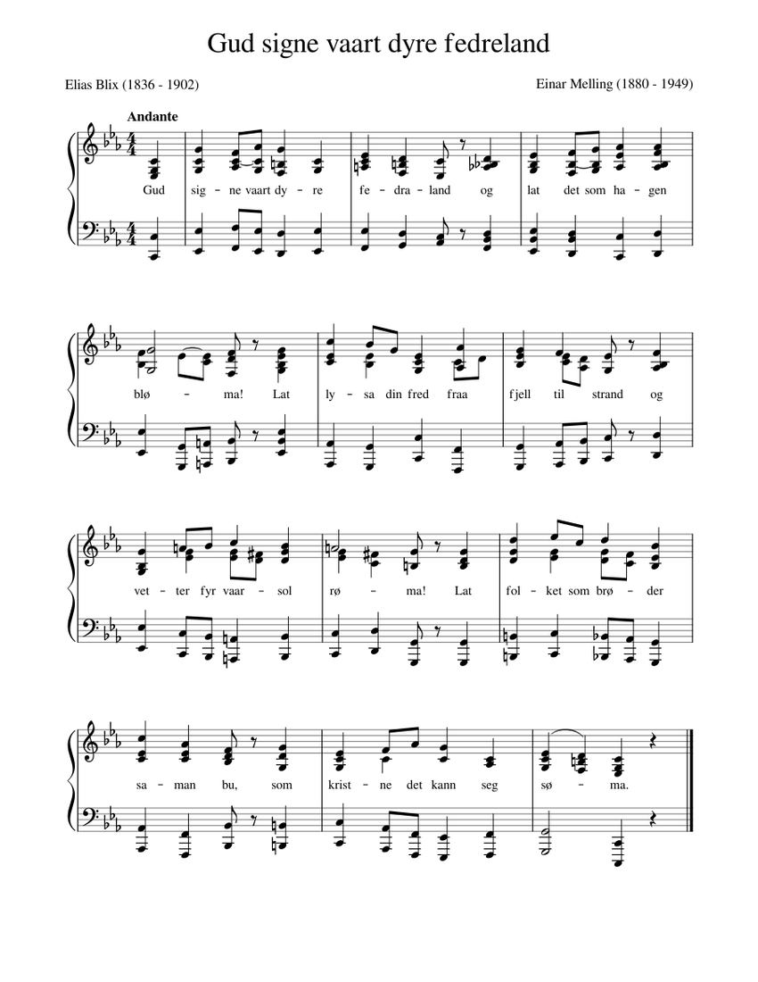 Gud signe vaart dyre fedreland - piano tutorial