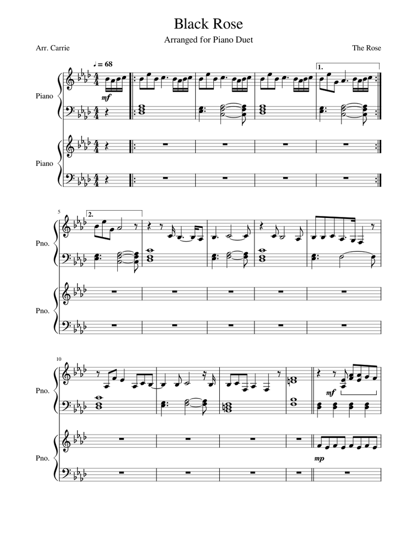 The Rose - Black Rose Sheet Music for Piano (Piano Duo) | MuseScore.com