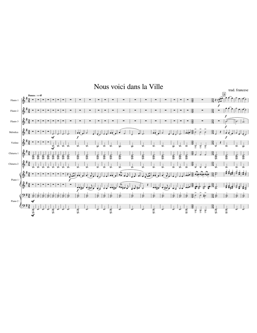 Nous voici dans la Ville (DaD SAGGIO 2020) Sheet music for Piano, Flute ...