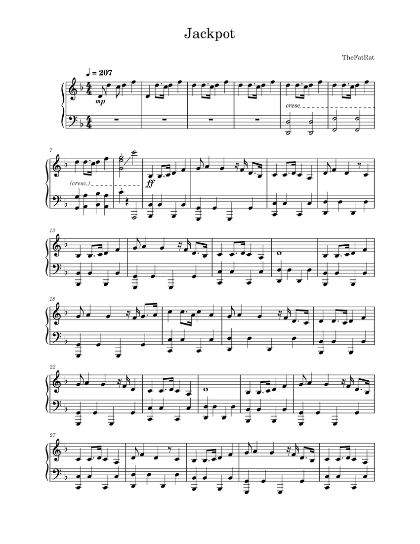 Jackpot – TheFatRat | Piano Solo Sheet Music for Piano (Solo ...
