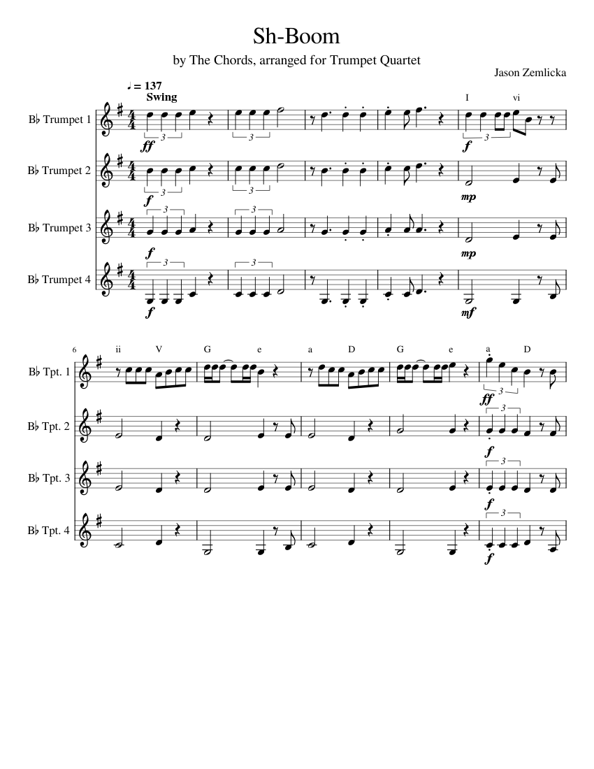 Sh-boom (Life Could Be A Dream) - The Chords Sheet Music for Trumpet in ...