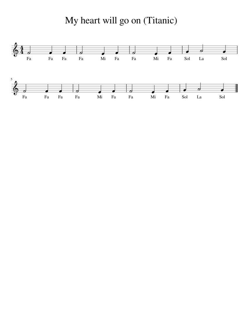 TITANIC - My Heart Will Go on – Idk My heart will go on Titanic Sheet ...