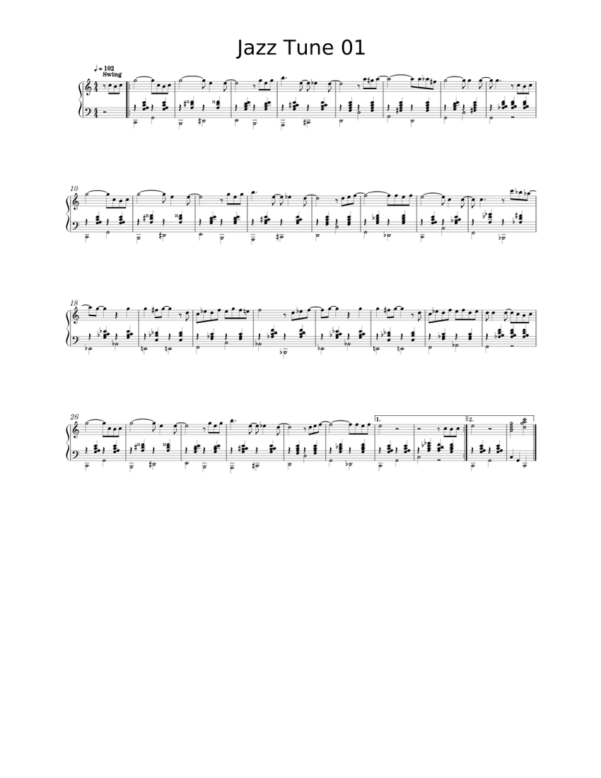 Jazz Tune 01 Sheet music for Piano (Solo) | Musescore.com