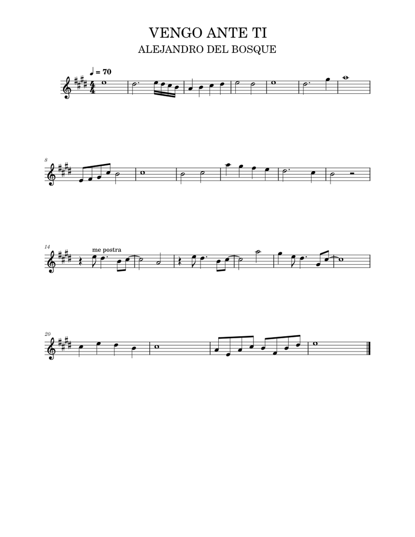 VENGO ANTE TI Sheet music for Violin (Solo) | Musescore.com