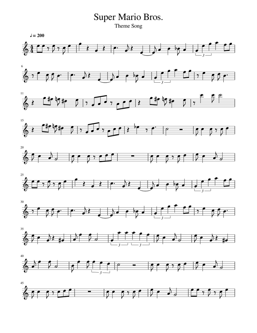 Super Mario Theme (Easy Piano) Sheet Music for Piano (Solo) | MuseScore.com