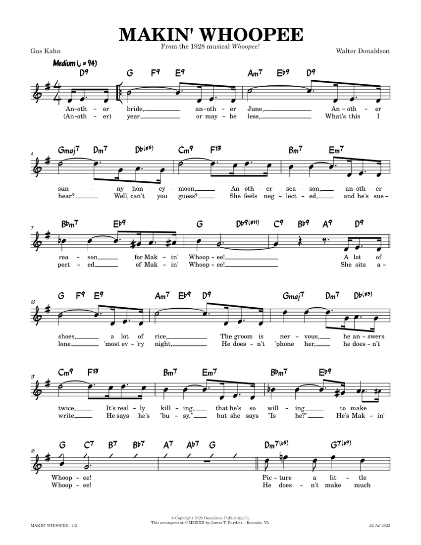 Makin' Whoopee [lead sheet] Sheet Music with Chords for Piano (Solo ...