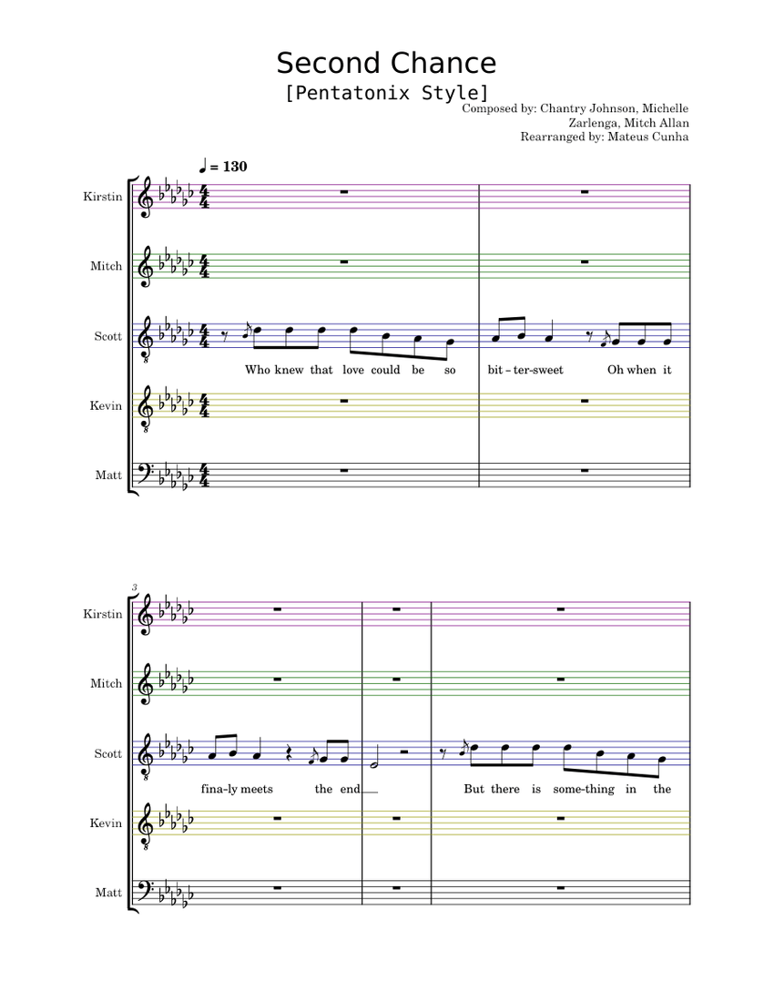Second Chance [Pentatonix Style] - [Full A Capella Arrangement] Sheet ...