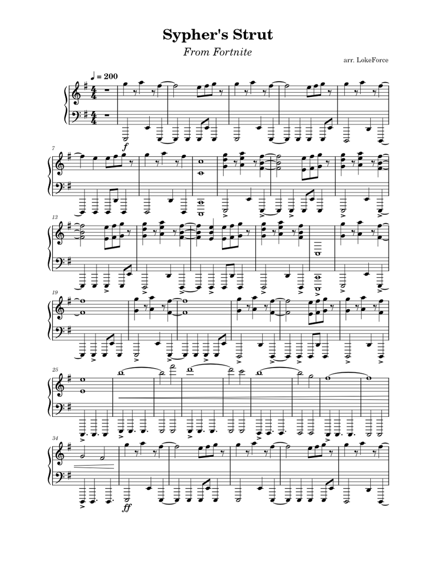 Fortnite - Sypher's Strut Sheet music for Piano (Solo) Easy | Musescore.com