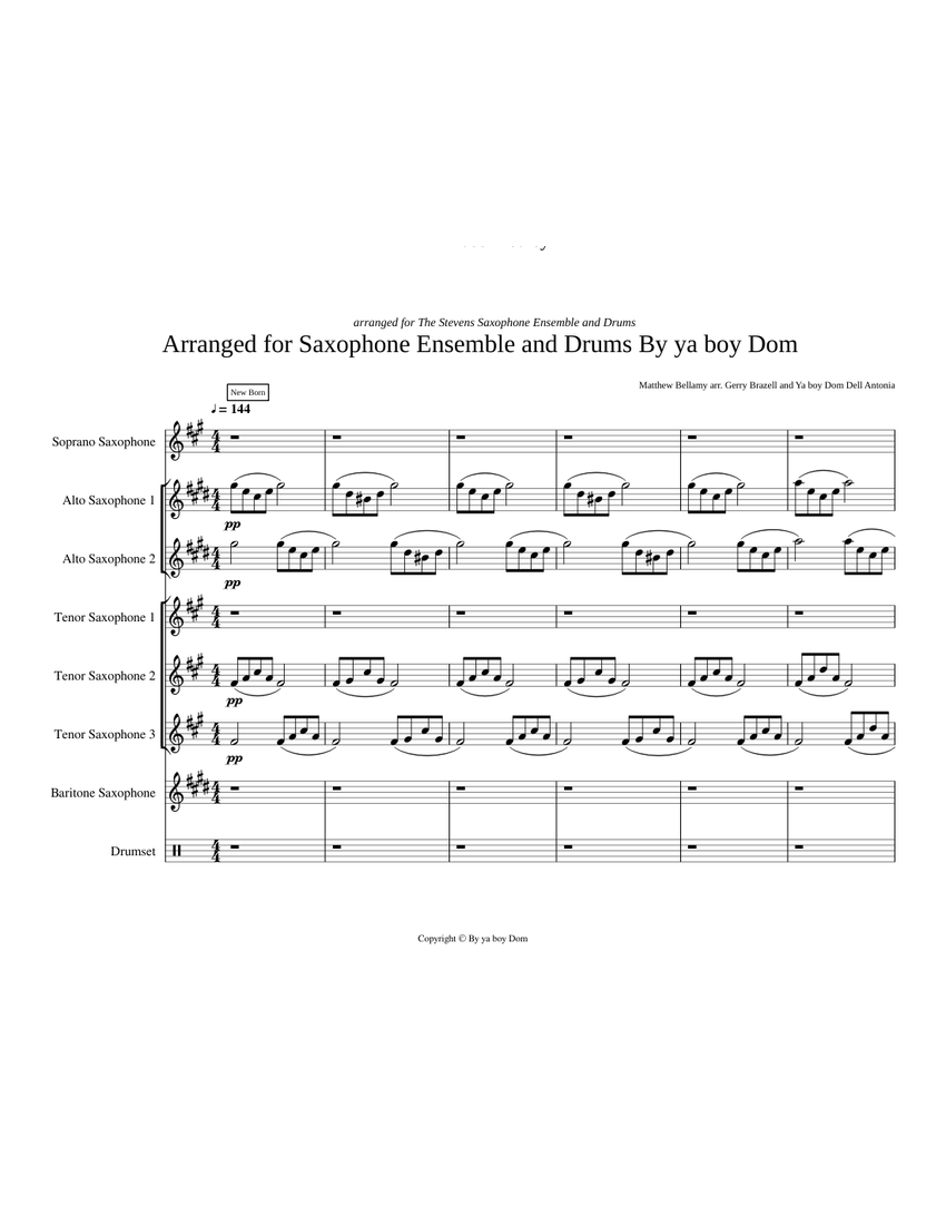 Muse Medley for Saxophone Ensemble Sheet Music for Oboe, Saxophone alto ...