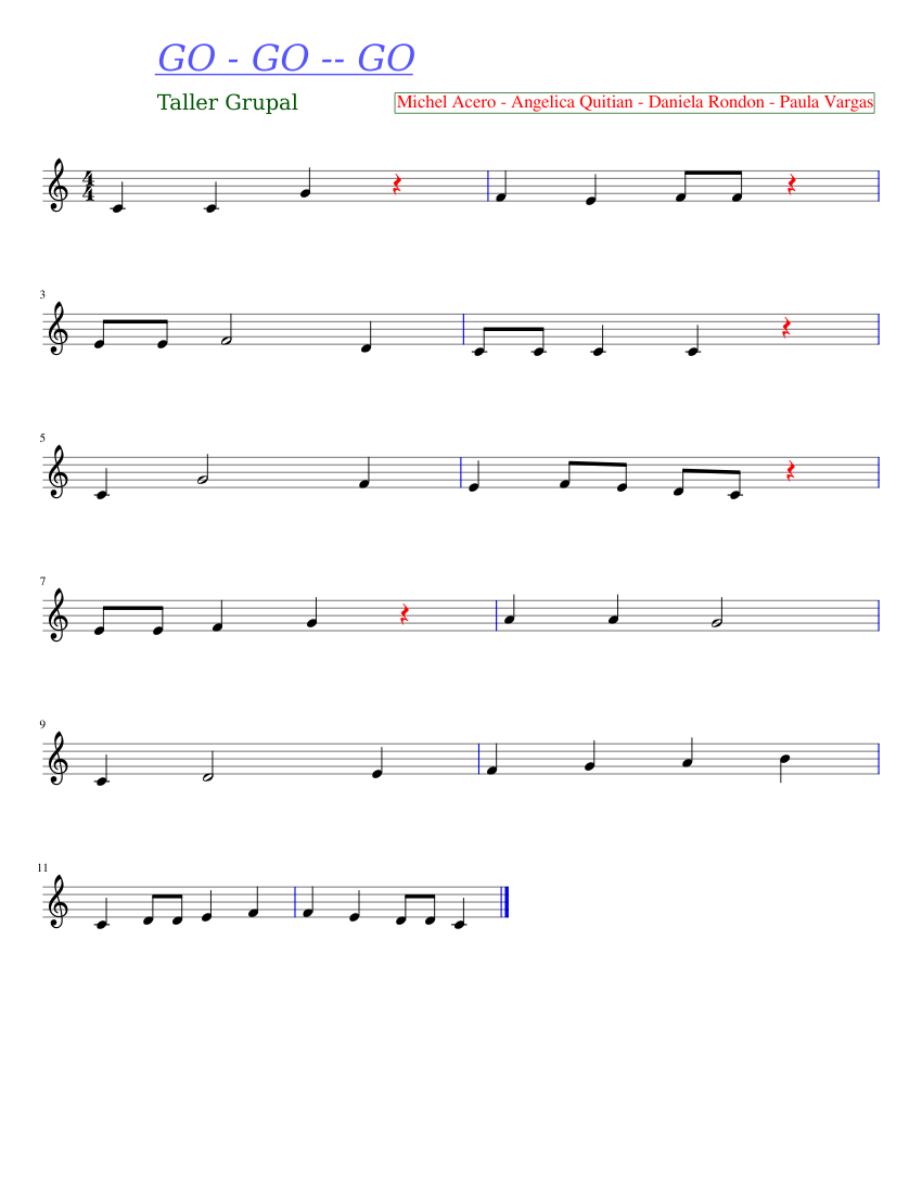 GO - GO -- GO Sheet Music for Piano (Solo) easy | MuseScore.com