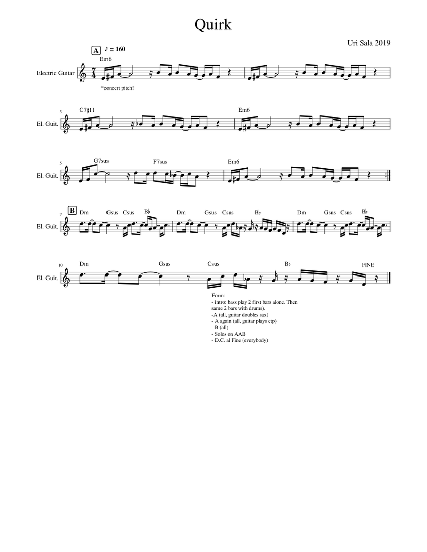 Quirk Sheet music for Guitar (Solo) | Musescore.com