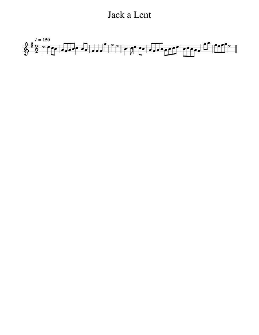 Jack a Lent Sheet music for Piano (Solo) Easy | Musescore.com