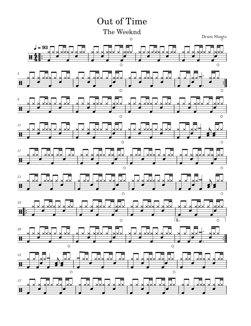 Out of Time – The Weeknd Sheet Music for Drum group (Solo) | MuseScore.com