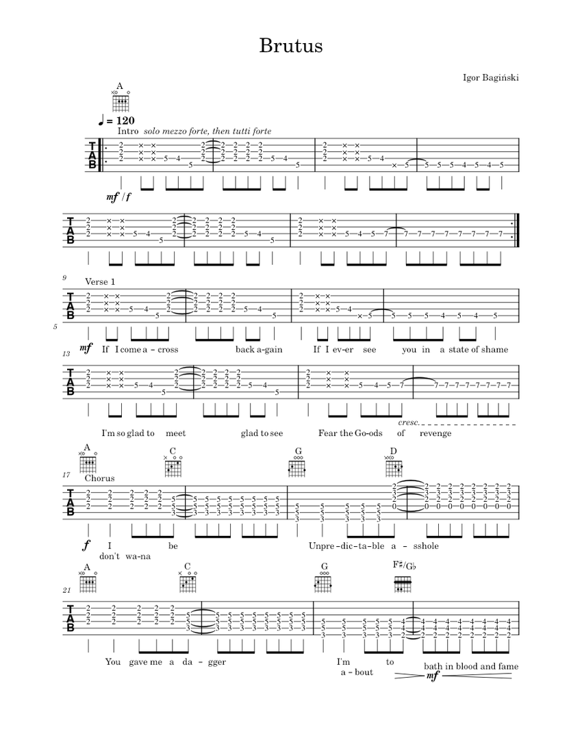 Brutus - Igor Bagiński Sheet music for Guitar (Solo) | Musescore.com