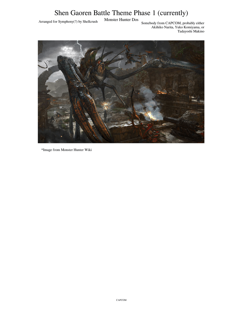 Shen Gaoren Battle Theme Phase 1 - Monster Hunter Dos Sheet music for ...