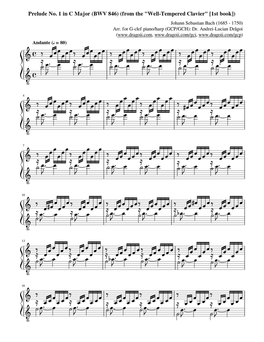 Prelude No. 1 in C Major (BWV 846) (from the "Well-Tempered Clavier ...