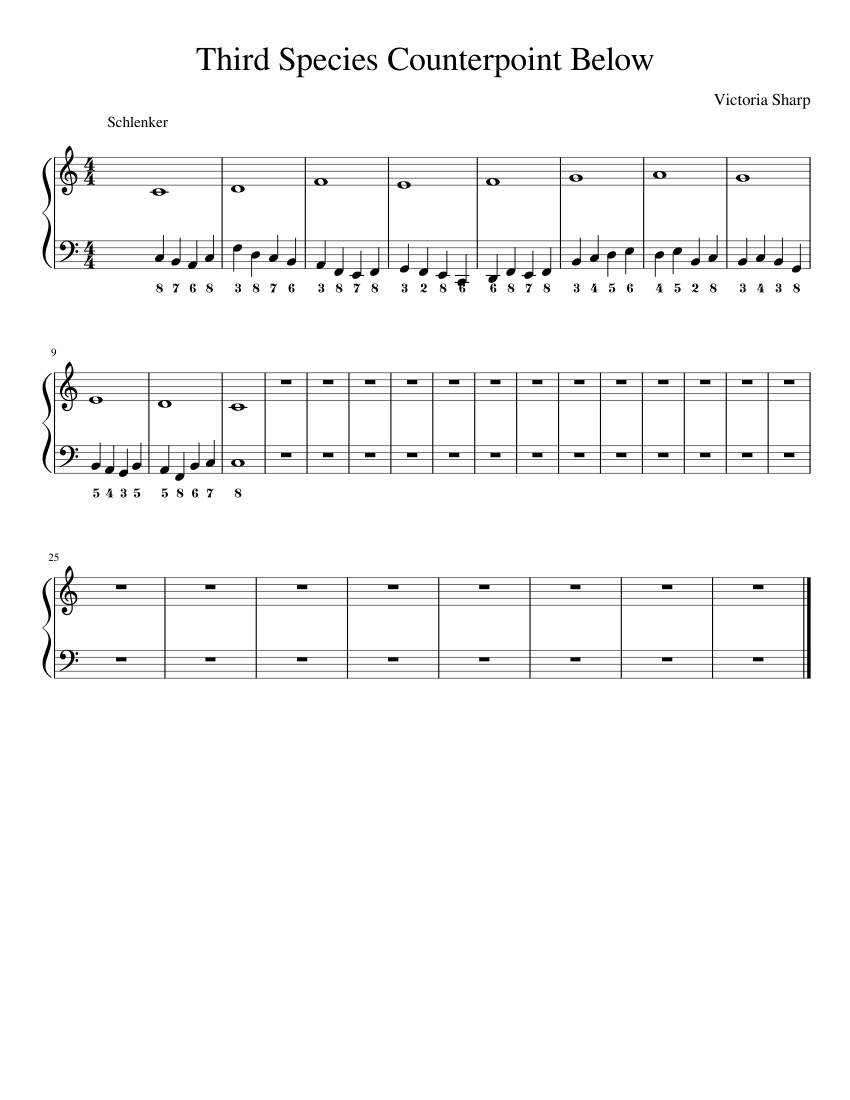 Third Species Counterpoint Below Sheet music for Piano (Solo) Easy ...