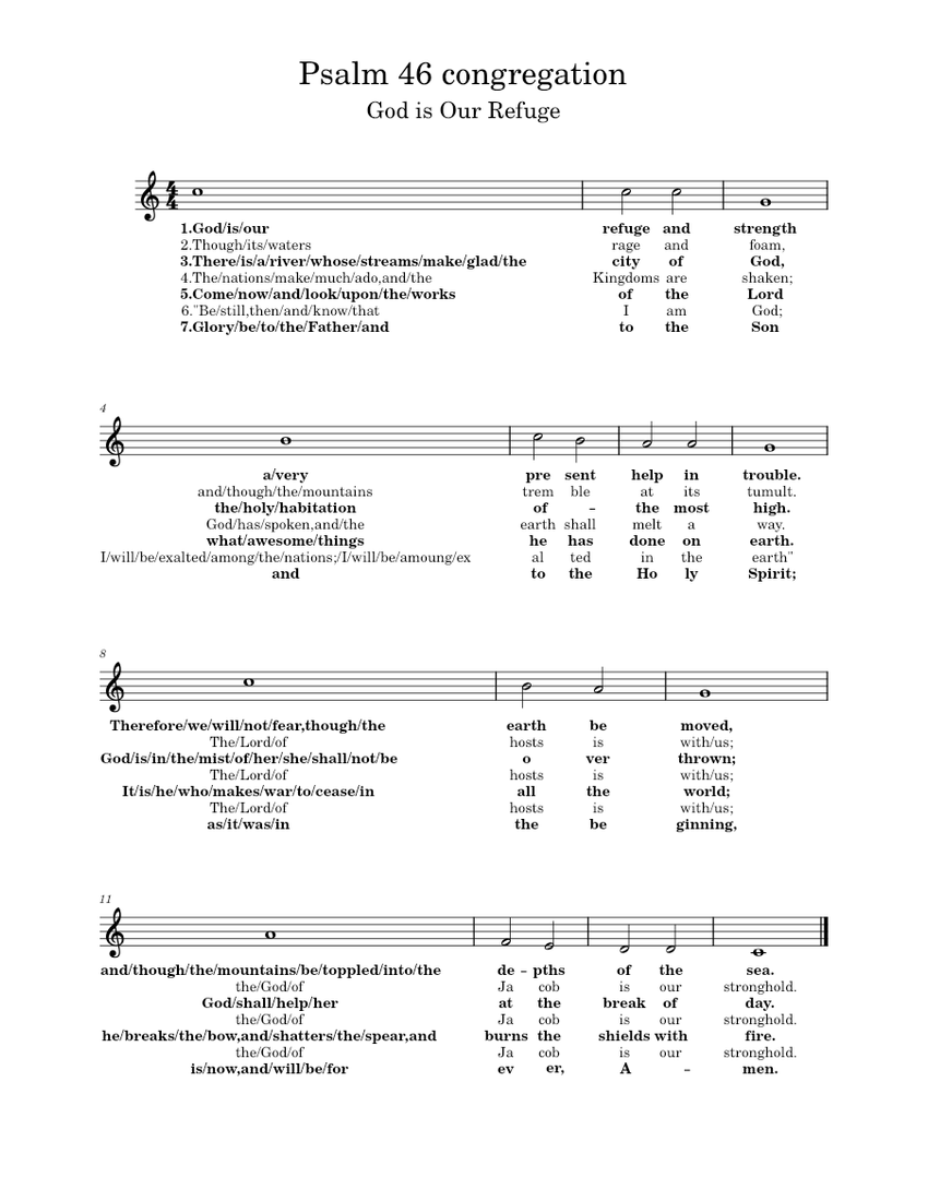 Psalm 46 congregation version Sheet music for Piano (Choral) Easy ...
