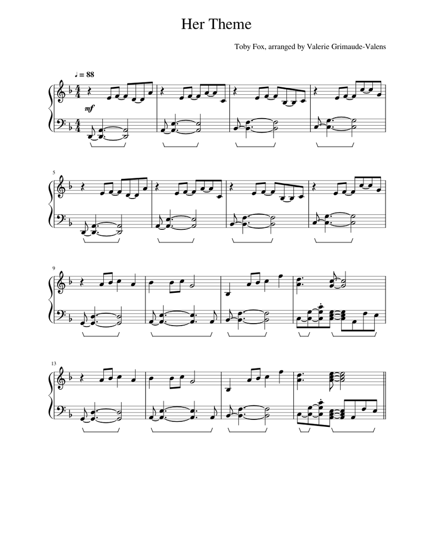 Her Theme (Piano) Sheet Music for Piano (Solo) | MuseScore.com
