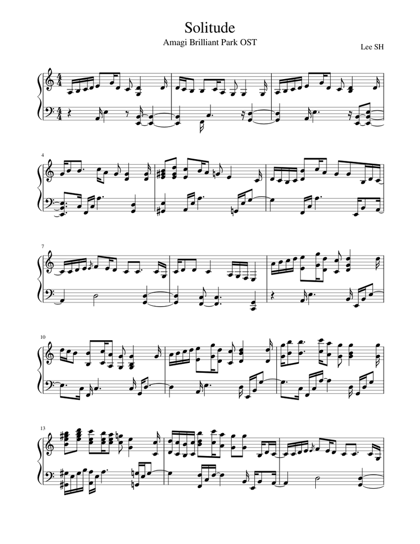 Solitude Sheet music for Piano (Solo) | Musescore.com