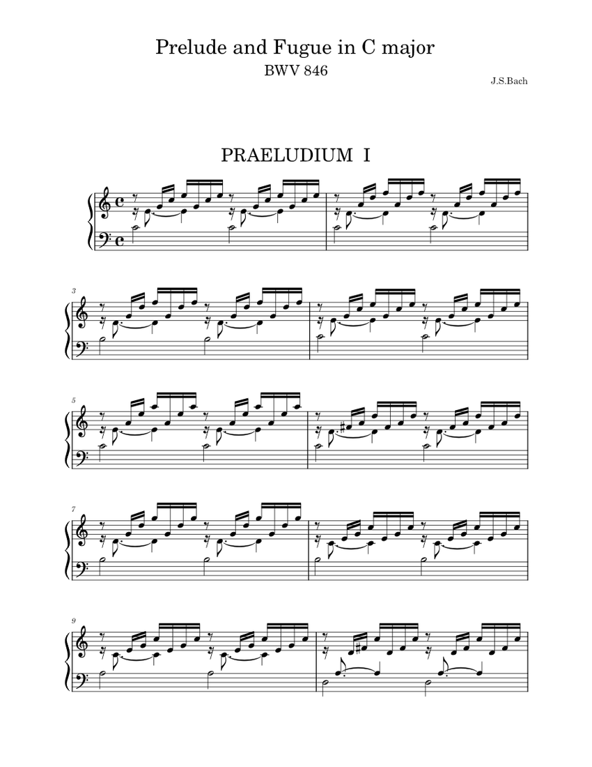 Prelude and Fugue in C major, BWV 846 – Johann Sebastian Bach Sheet music for Piano (Solo ...