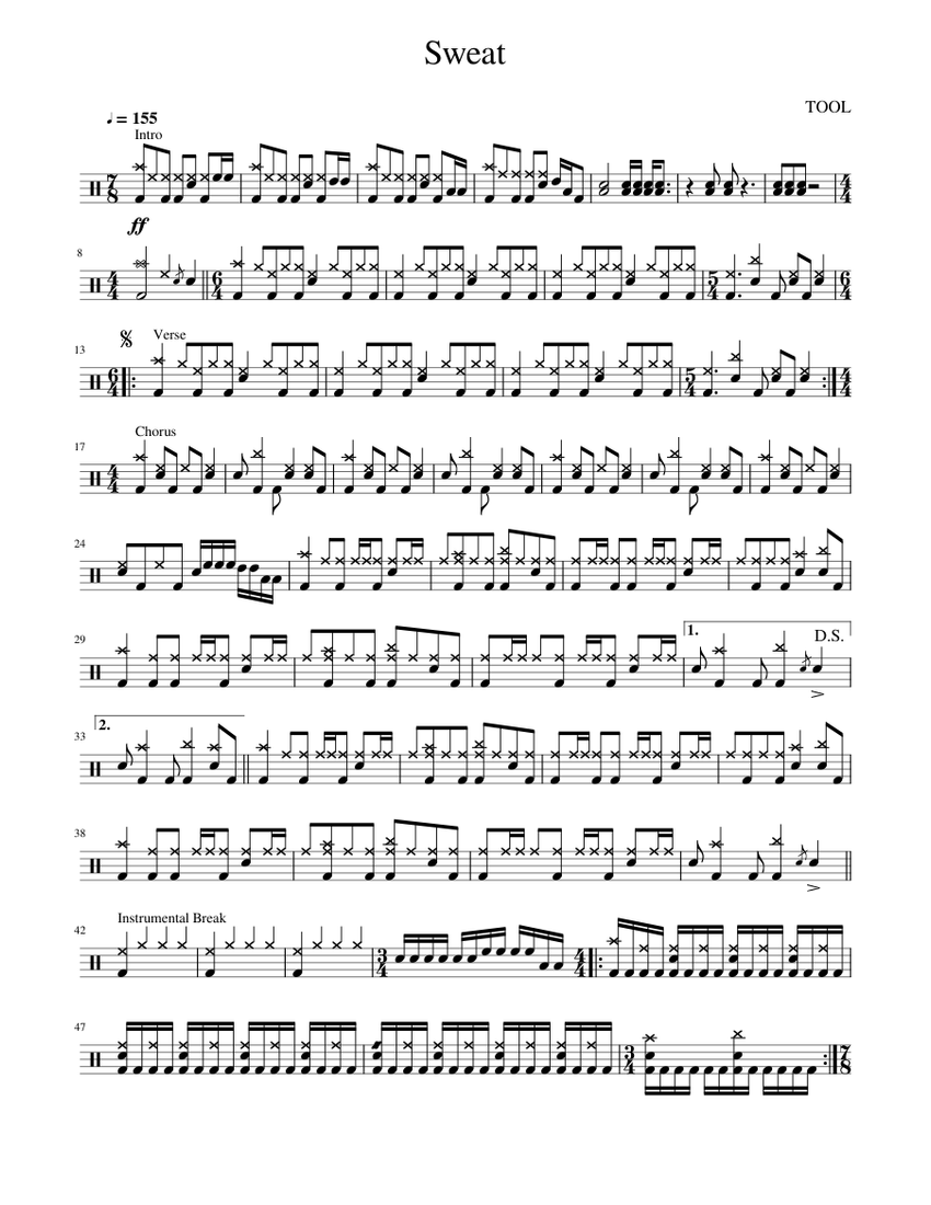 Sweat Sheet music for Drum group (Solo) | Musescore.com