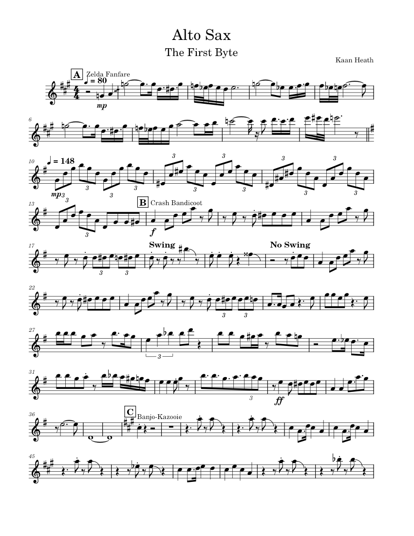 The First Byte- V4 – Alto Sax Sheet Music for Saxophone alto (Solo ...