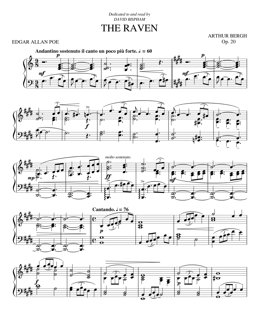The Raven (1910) Sheet Music for Piano, Vocals (Mixed Trio) | MuseScore.com