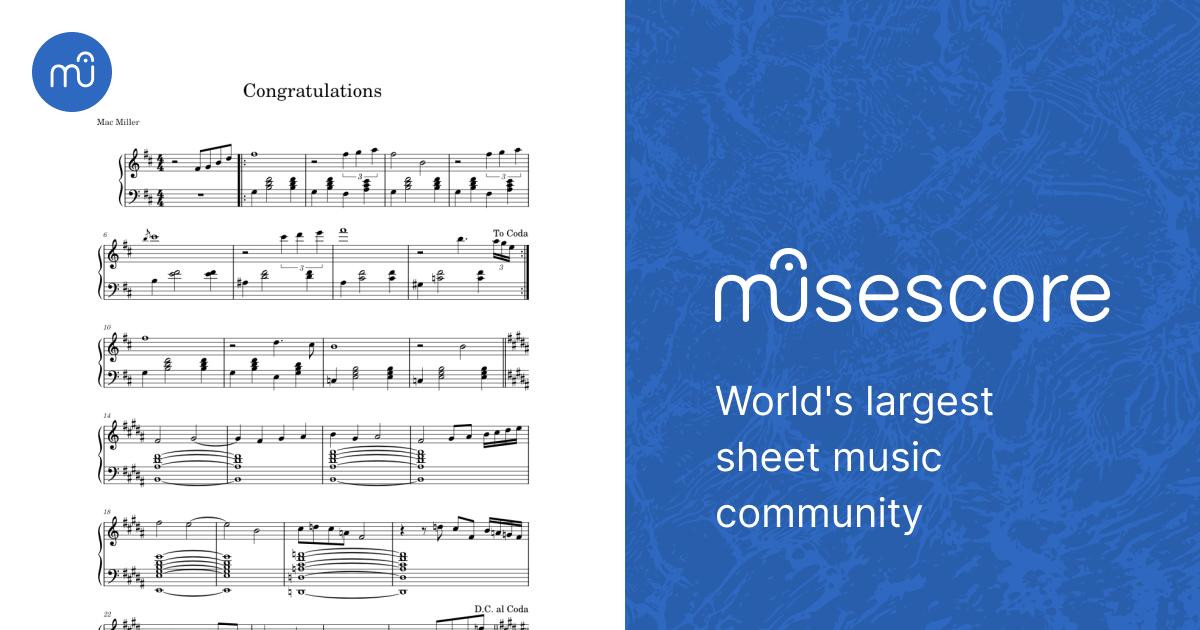 Congratulations – Mac Miller Sheet Music for Piano (Solo) Easy ...