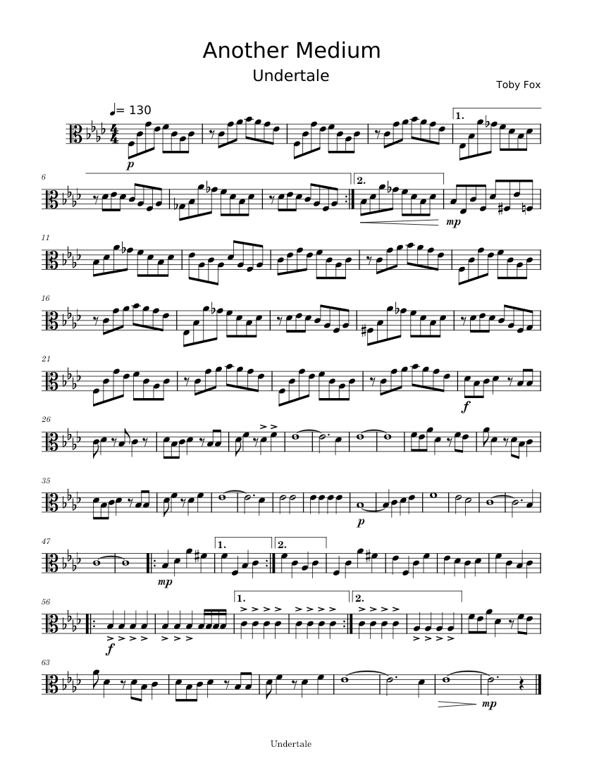 Another Medium (Undertale) Sheet music for Viola (Solo) | Musescore.com