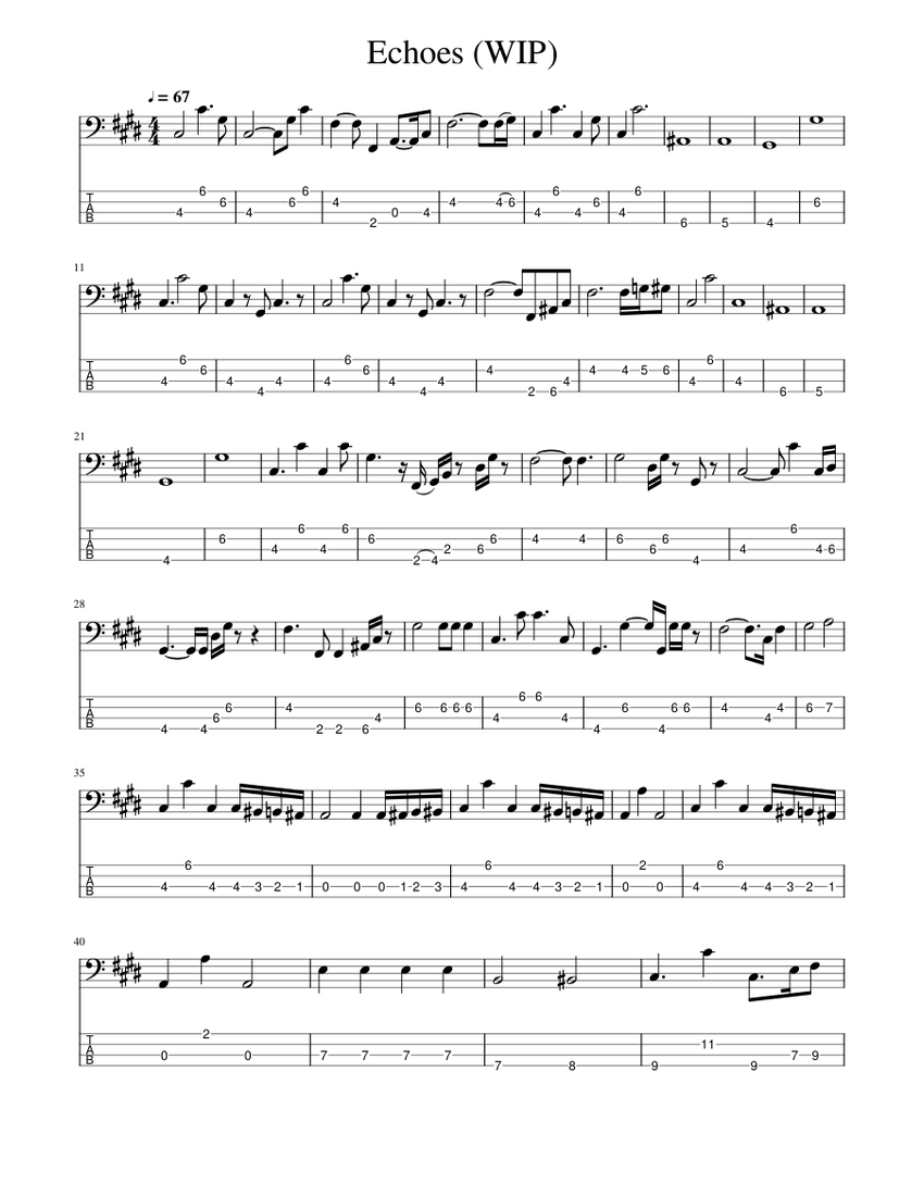Echoes (WIP) Sheet Music and Tab for Bass guitar (Solo) | MuseScore.com