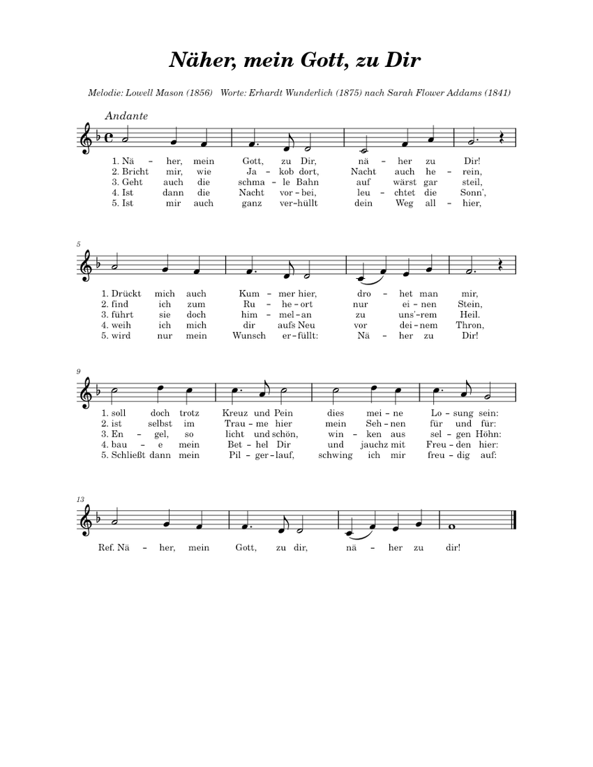 Näher Mein Gott Zu Dir Chor , Näher, mein Gott, zu dir » Noten für ...