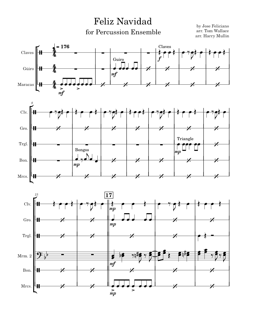 Feliz navidad – José Feliciano | Percussion Ensemble for 8 Players ...
