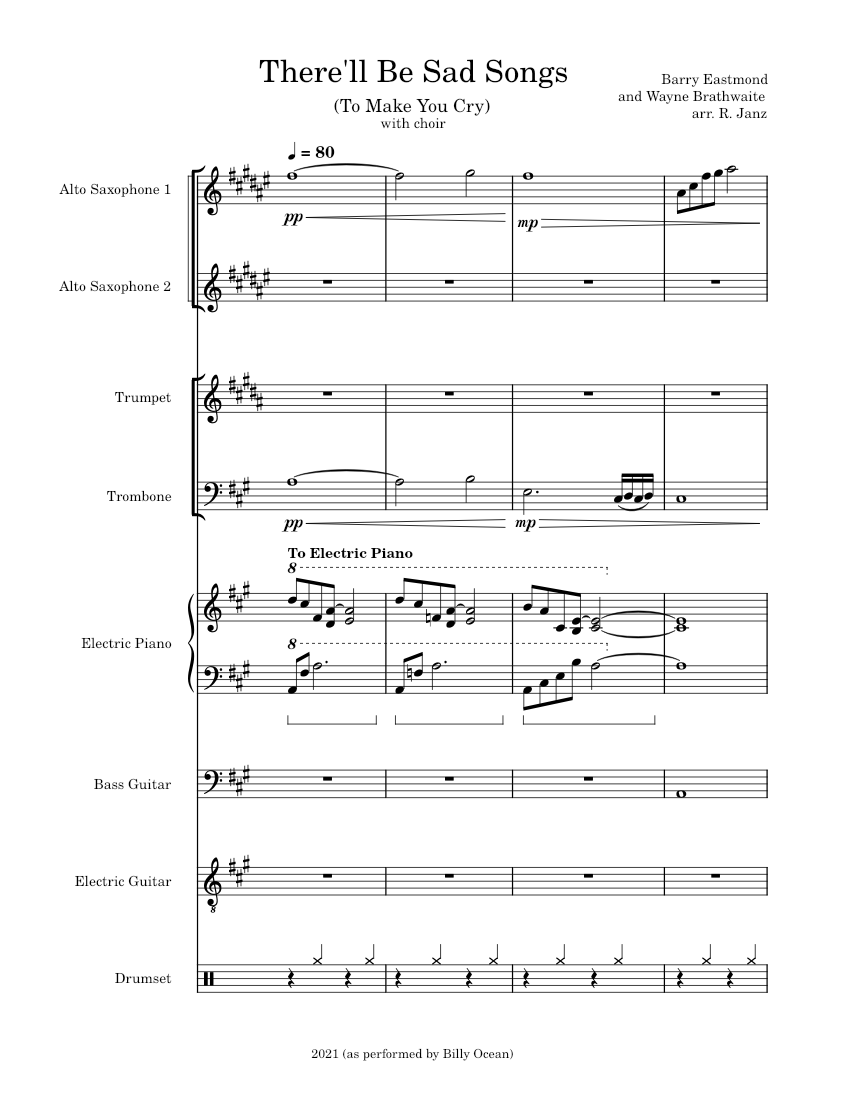 19. There'll Be Sad Songs Sheet music for Piano, Trombone, Saxophone ...