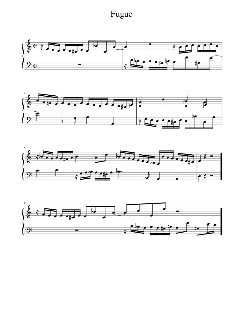 Fugue Sheet Music for Piano (Solo) Easy | MuseScore.com