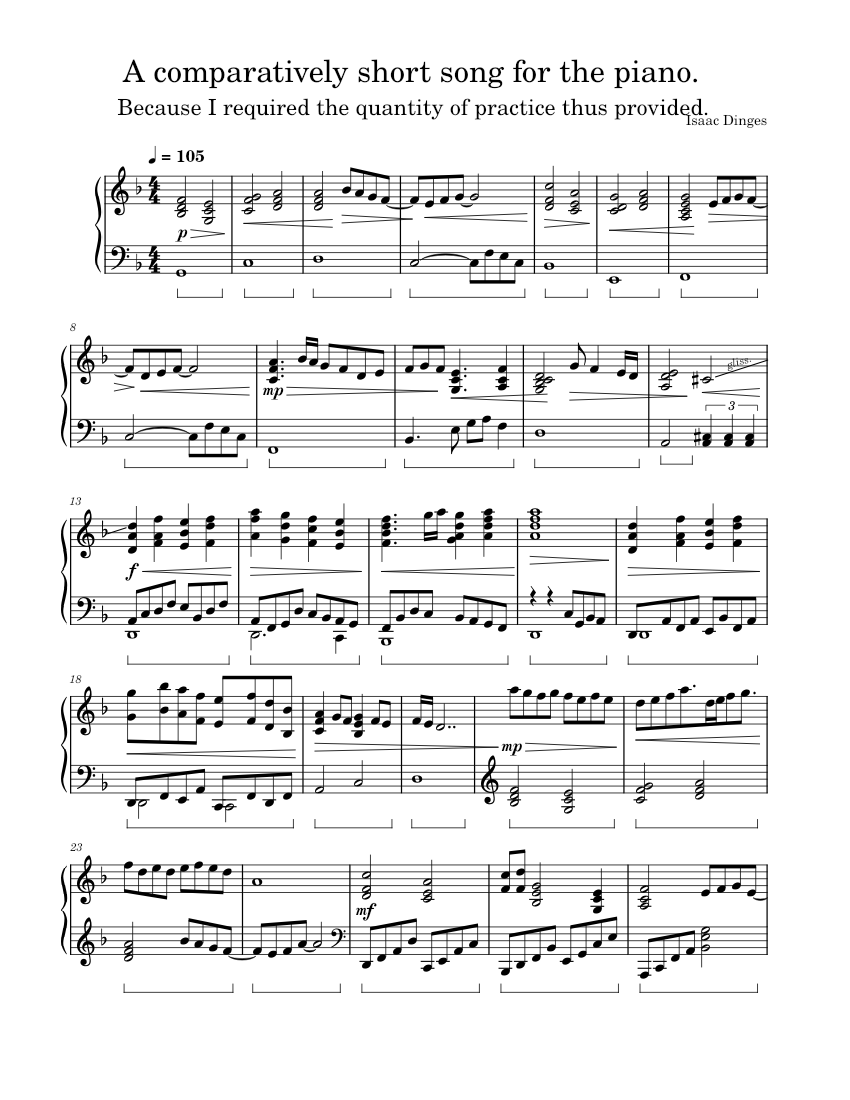 A comparatively short song for the piano. Sheet music for Piano (Solo ...