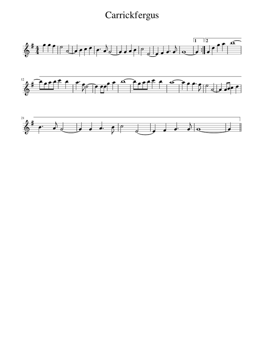 Carrickfergus Sheet music for Piano (Solo) | Musescore.com