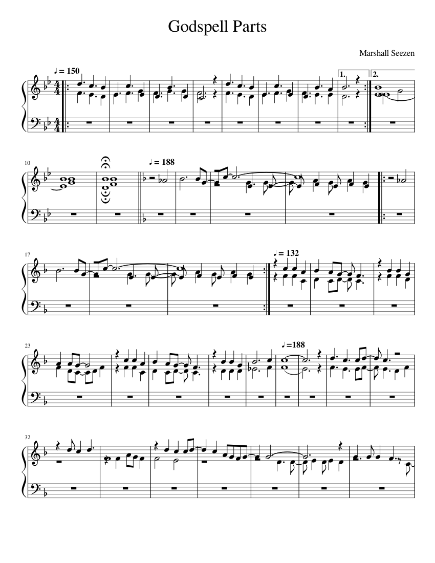 Godspell_Parts Sheet Music for Piano (Solo) Easy | MuseScore.com