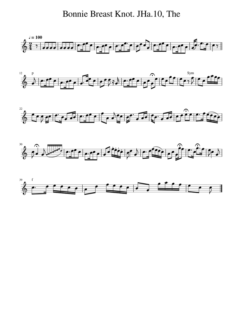 The Bonnie Breast Knot. JHa.10 Sheet music for Piano (Solo) Easy ...