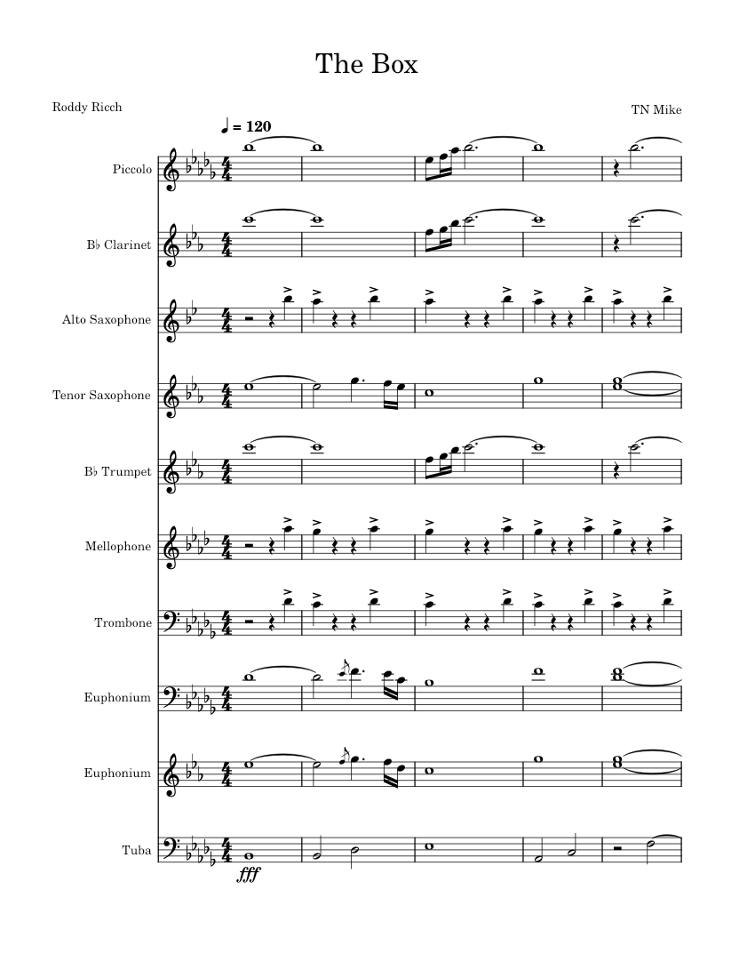 The Box – Roddy Ricch Sheet music for Trombone, Euphonium, Tuba ...