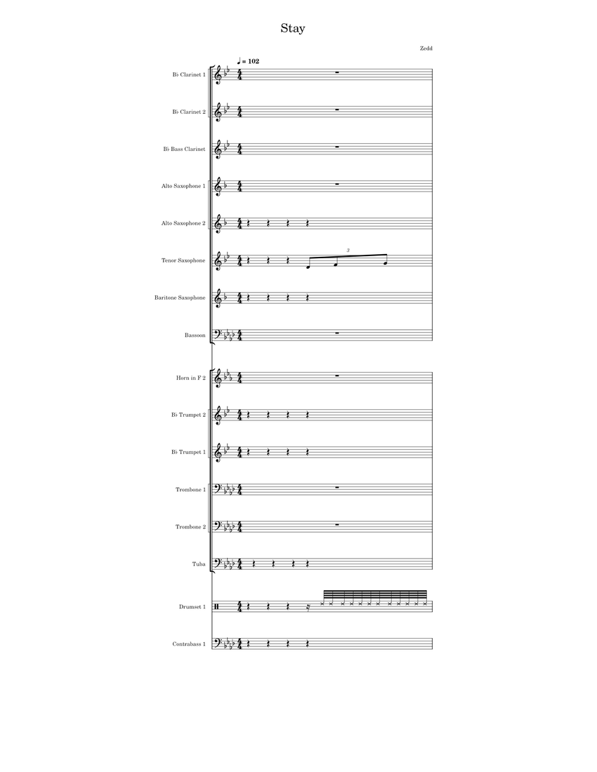Stay – Zedd Zedd - Stay (Band Version) Sheet music for Trombone, Tuba ...