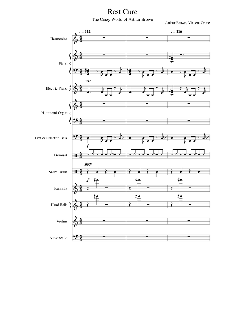 Rest Cure Sheet music for Piano, Organ, Snare drum, Cello & more ...