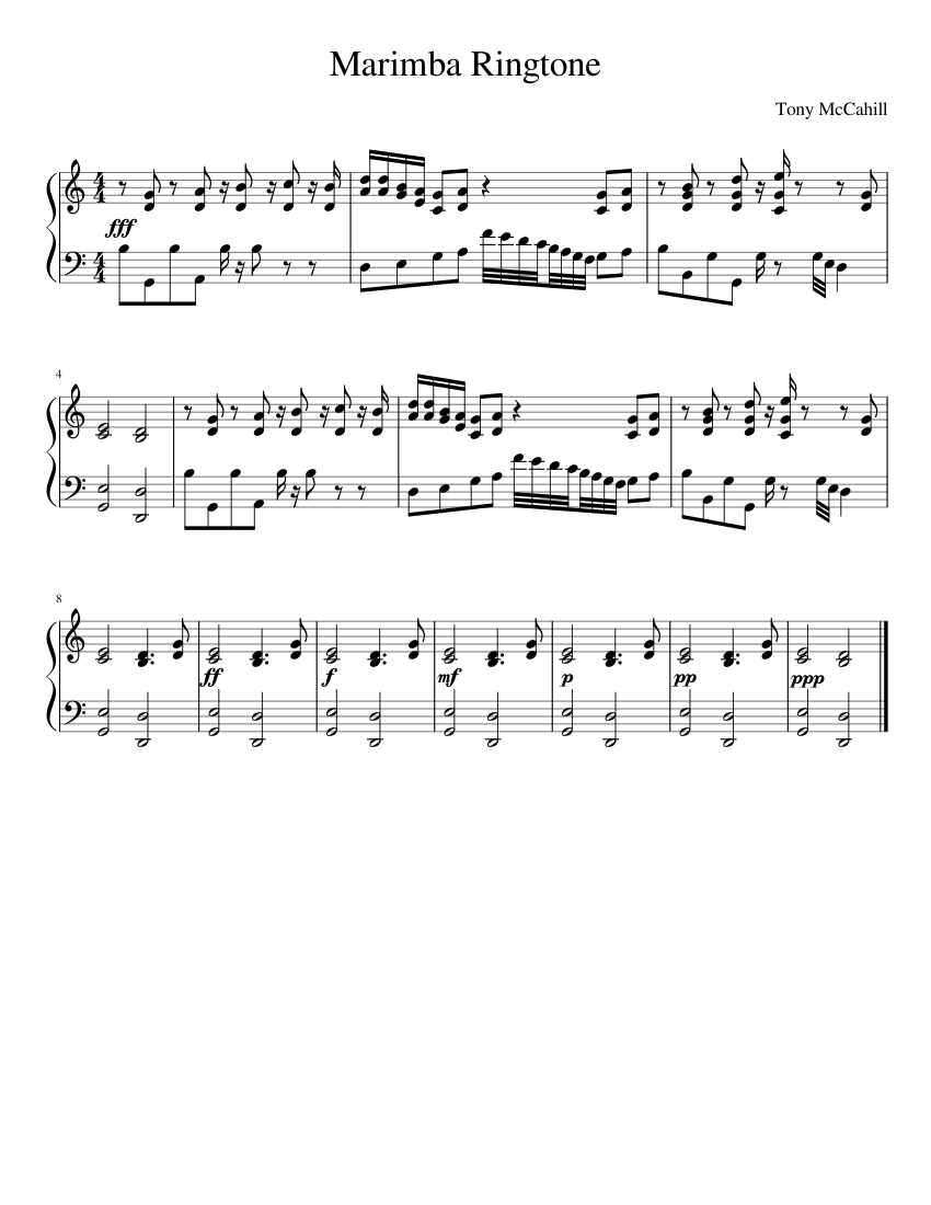 Marimba Ringtone - THE Ringtone Sheet music for Marimba (Solo ...