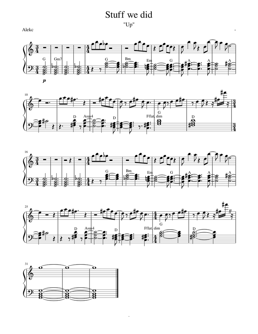 Stuff we did Sheet Music for Piano (Solo) Easy | MuseScore.com