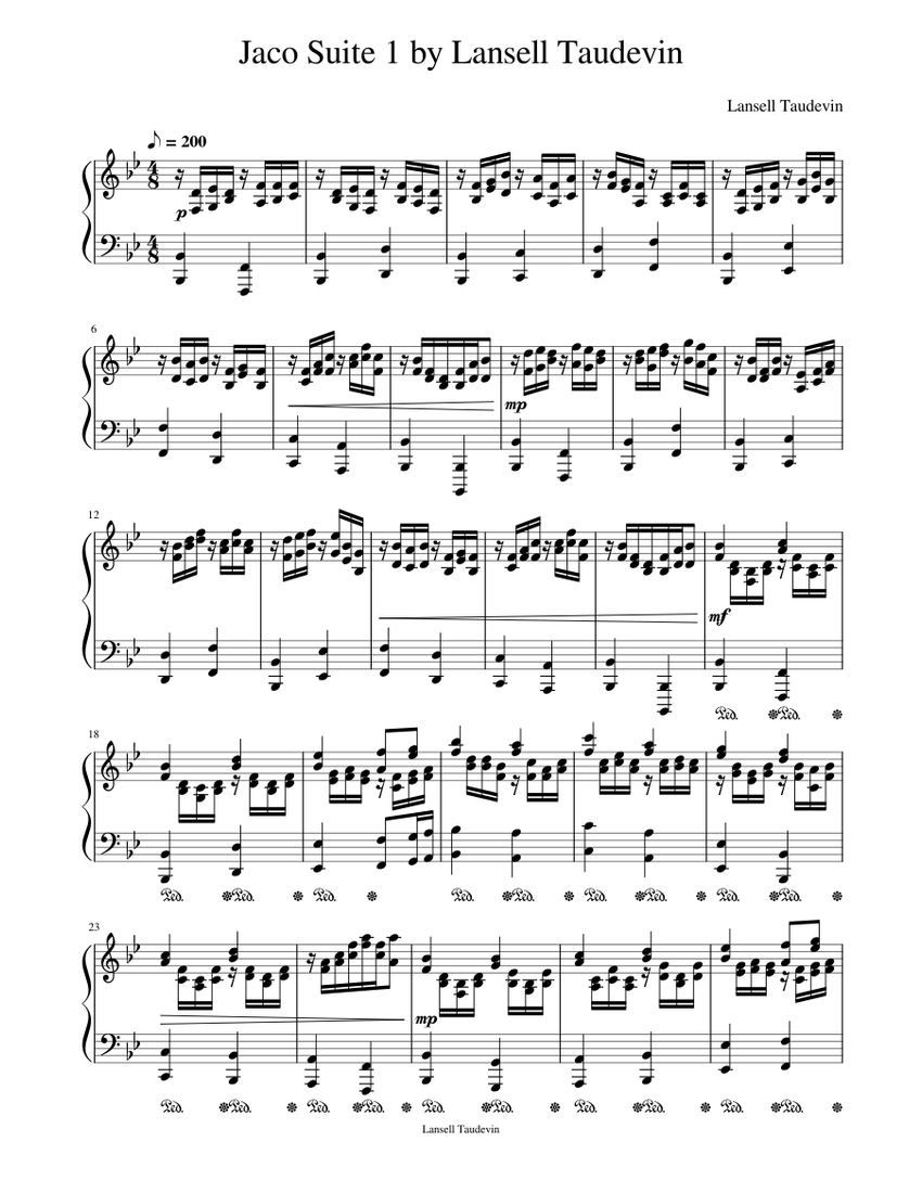 Jaco Suite 1 by Lansell Taudevin Sheet music for Piano (Solo ...