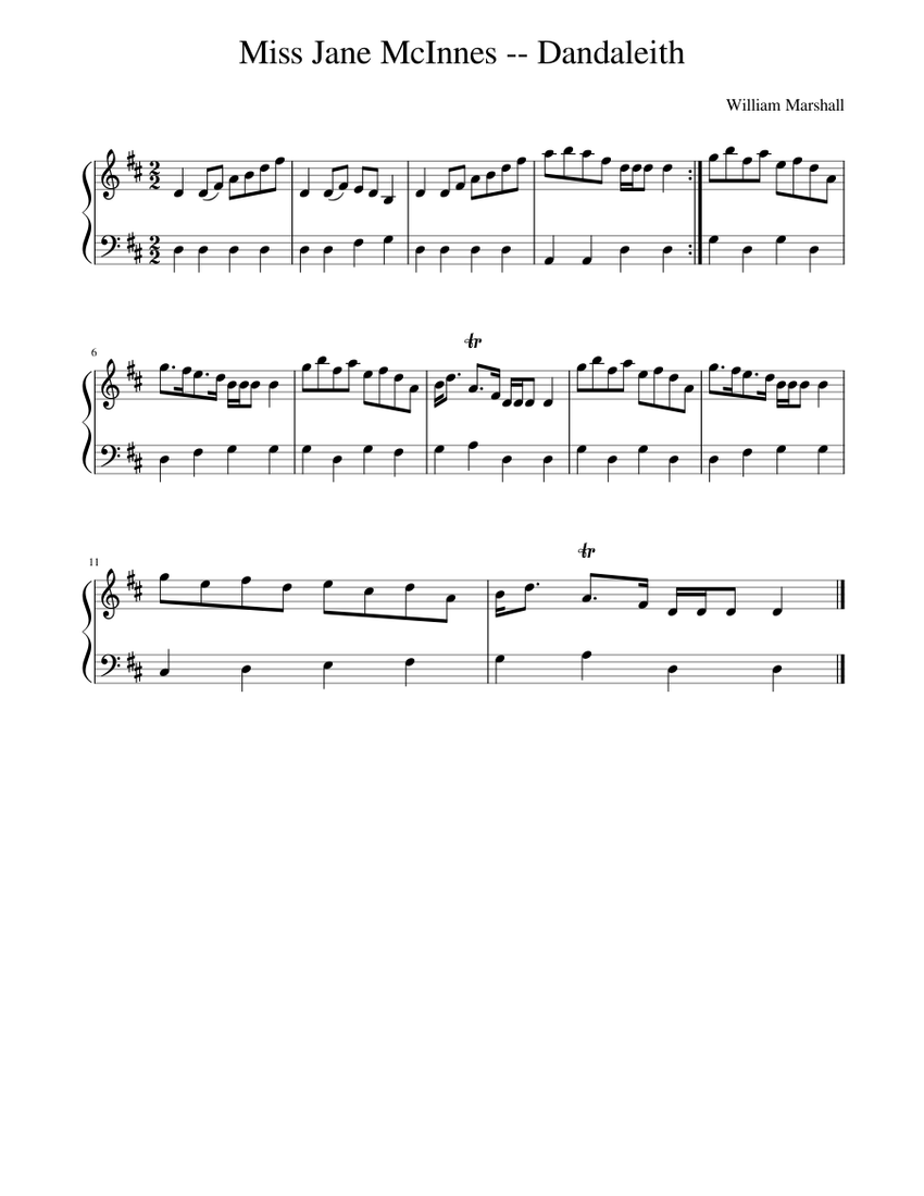William Marshall - Miss Jane McInnes -- Dandaleith Sheet music for ...